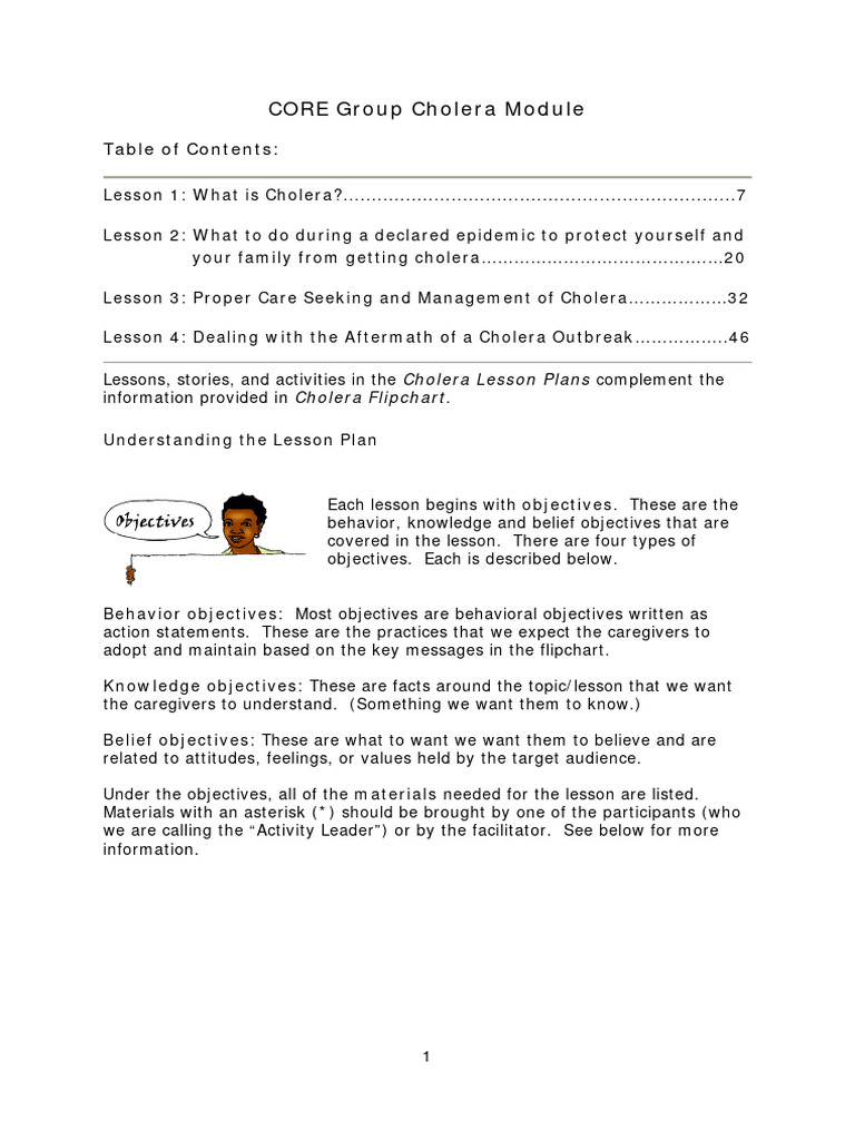 Cholera Lesson Plan Overview | PDF | Diarrhea | Cholera