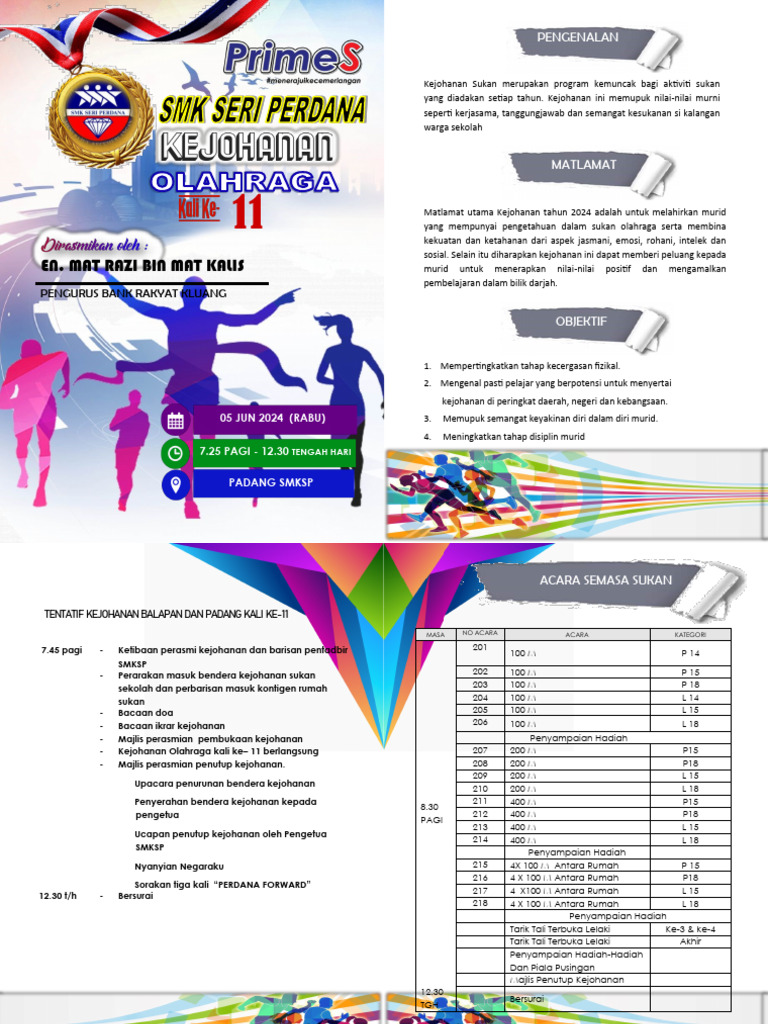Buku Program Kejohanan Olahraga SMKSP 2024 | PDF