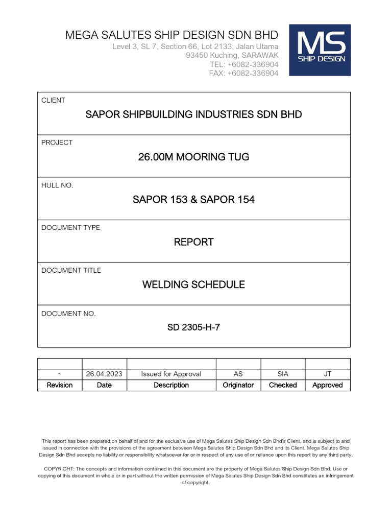 Sd 2305-H-7 Welding Schedule Rev ~ | PDF | Deck (Ship) | Welding