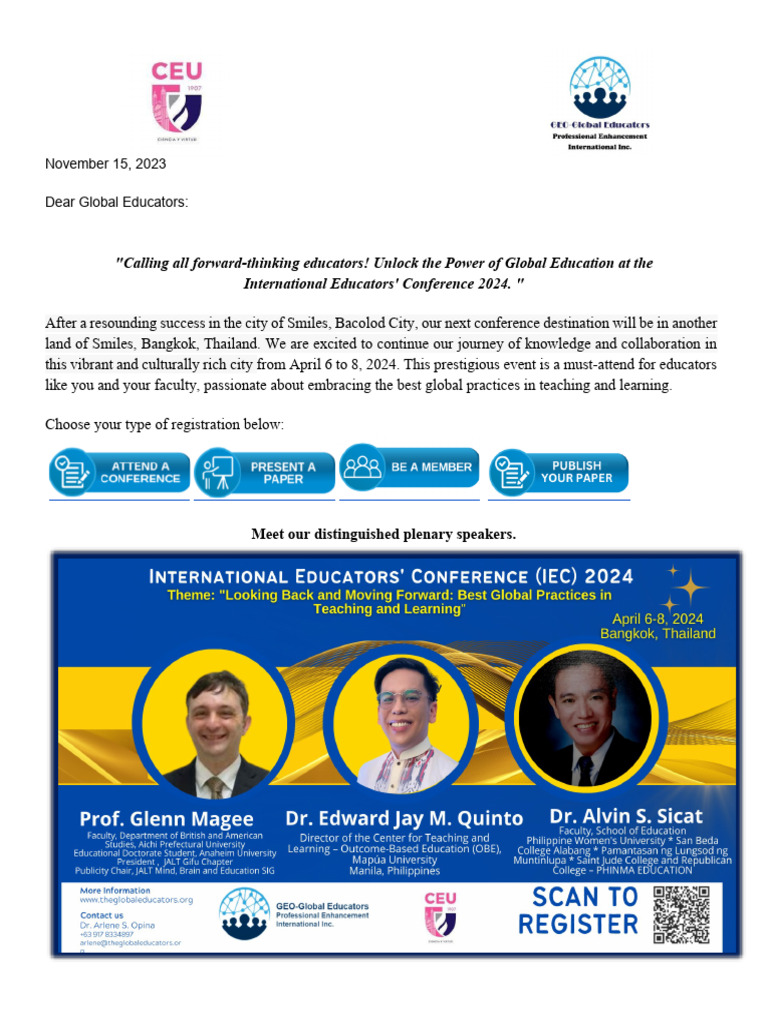 International Educators' Conference 2024 | PDF