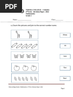 Admission Test Paper Grade 1 | PDF