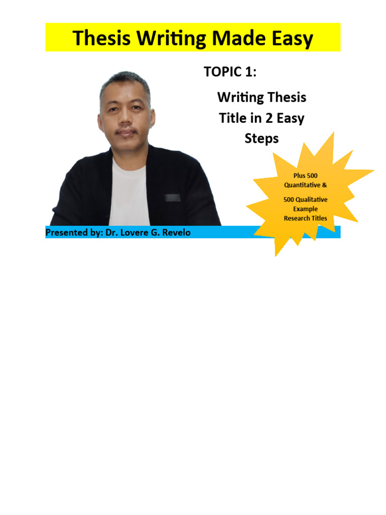Topic 1 Writing Thesis Title in 2 Easy Steps | PDF | Mental Health ...