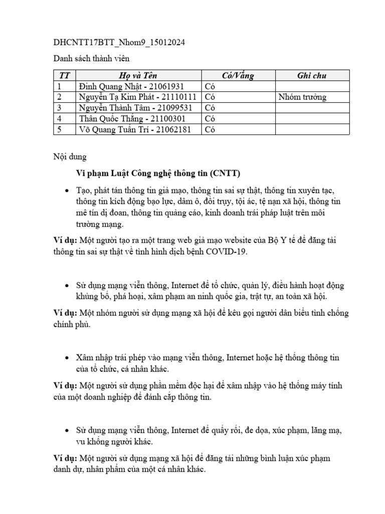 DHCNTT17BTT Nhom9 15012024 | PDF
