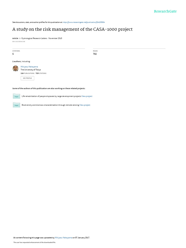 A Study On The Risk Management of The CASA-1000 PR | PDF | Option ...