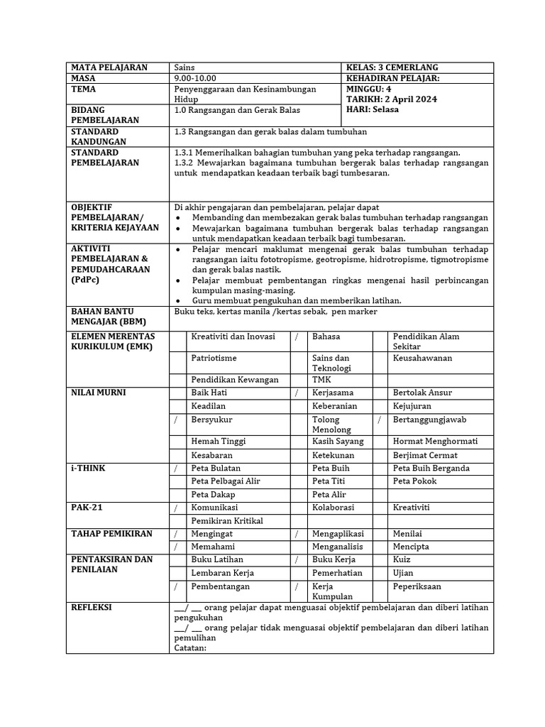 RPH Minggu 4 2024 2025 | PDF