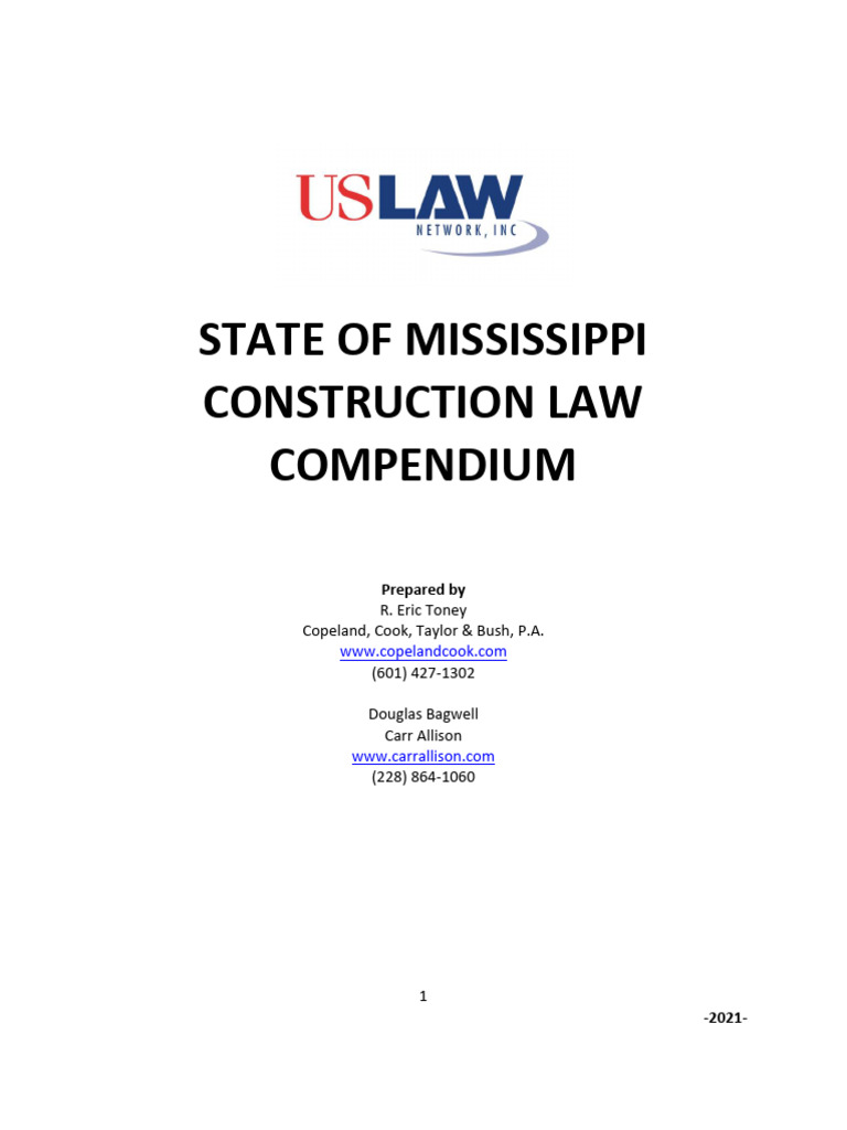Mississippi USLAW-Construction Compendium 2021 | PDF | Damages | Negligence
