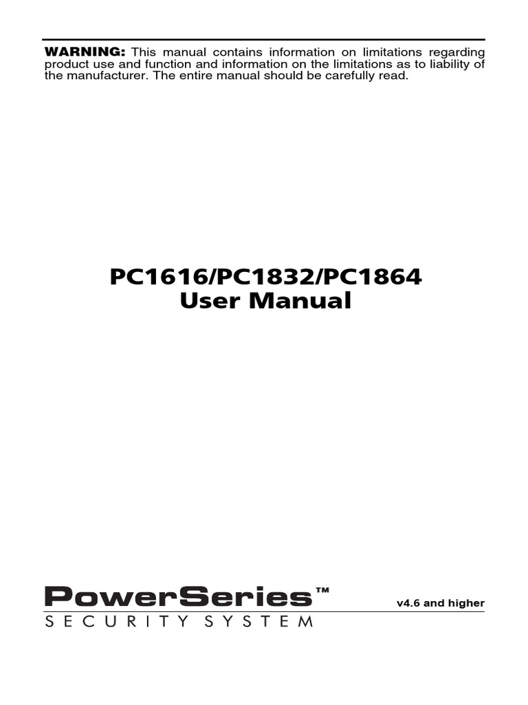 PC1616/PC1832/PC1864 User Manual | PDF | Security Alarm