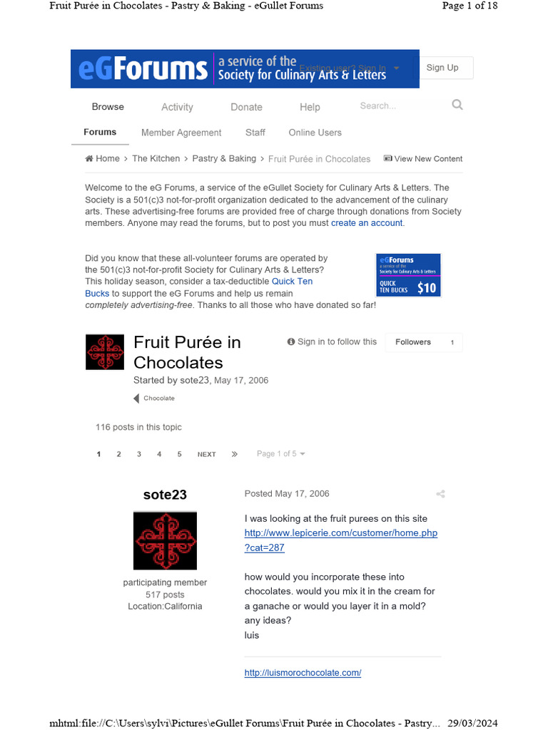 Fruit Purée in Chocolates - Egullet Forums | PDF | Chocolate | Candy