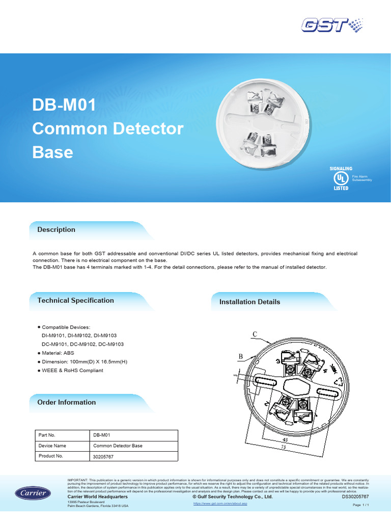 DB-M01_ Conventional Detector Base | Download Free PDF | Manufactured Goods | Equipment
