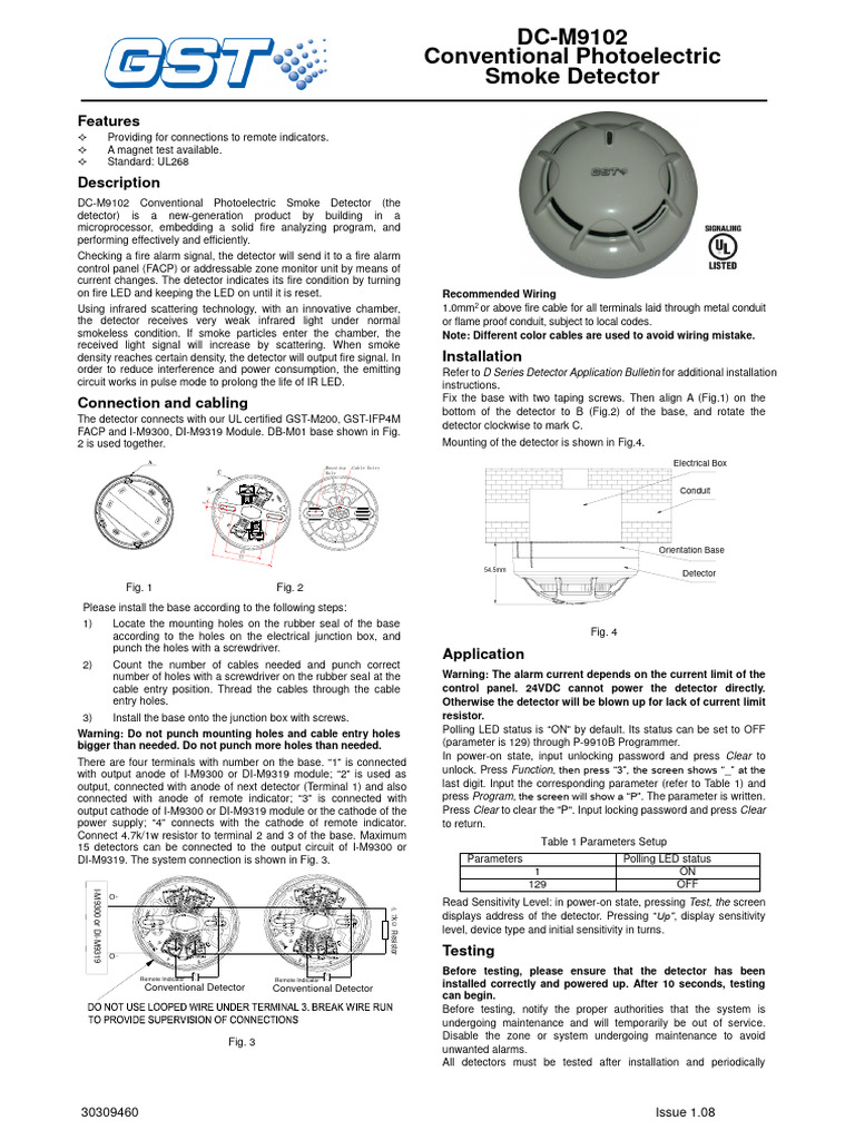 DC-M9102 Conventional Photoelectric Smoke Detector | PDF | Electrical ...