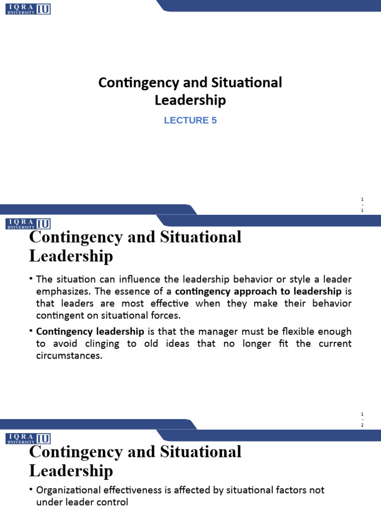 Unit 5 Contingency and Situational Leadership | PDF | Leadership ...