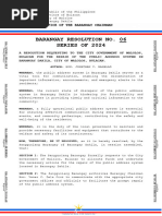 Barangay Resolution Sample | PDF | Government