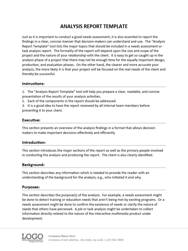 Analysis Report Template | PDF | Needs Assessment | Methodology