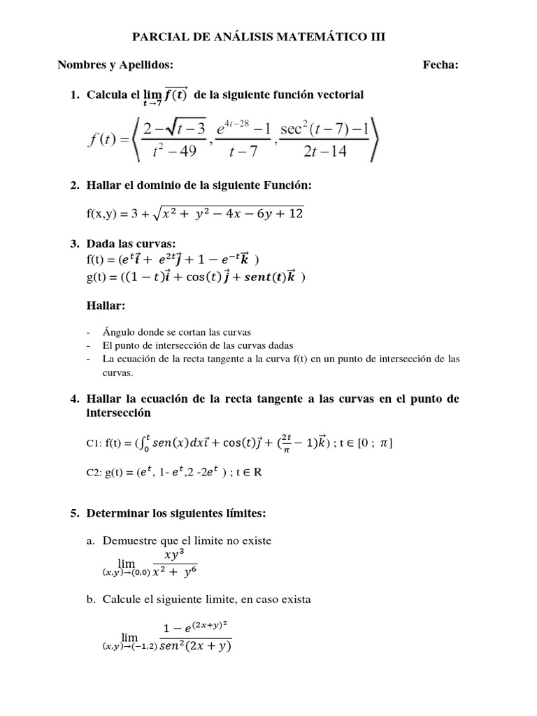 Examen Parcial de Analisis III | PDF