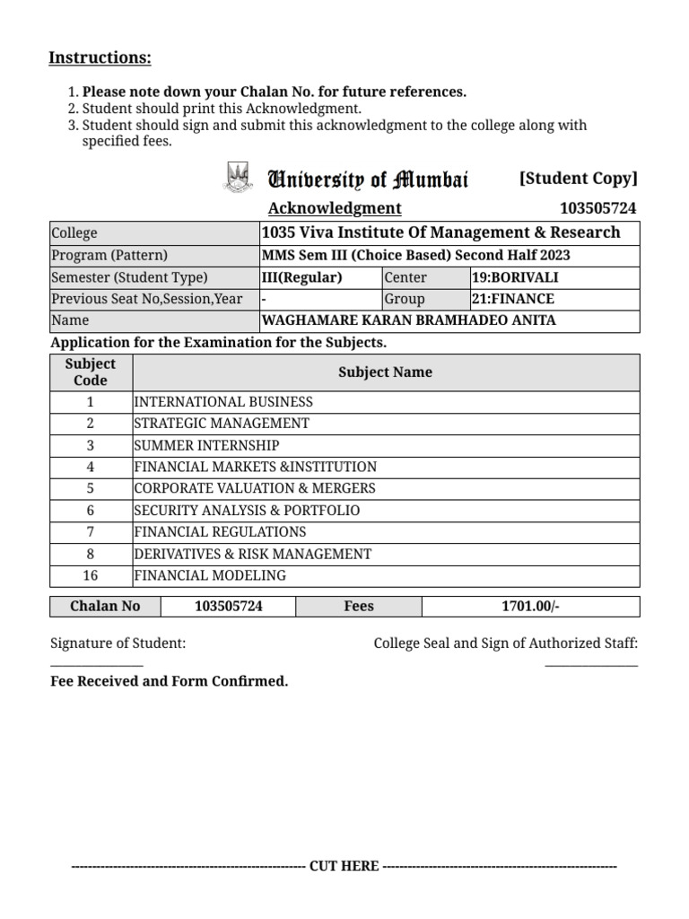 __ MMS Exam Form Acknowledgmen | Download Free PDF | Derivative ...