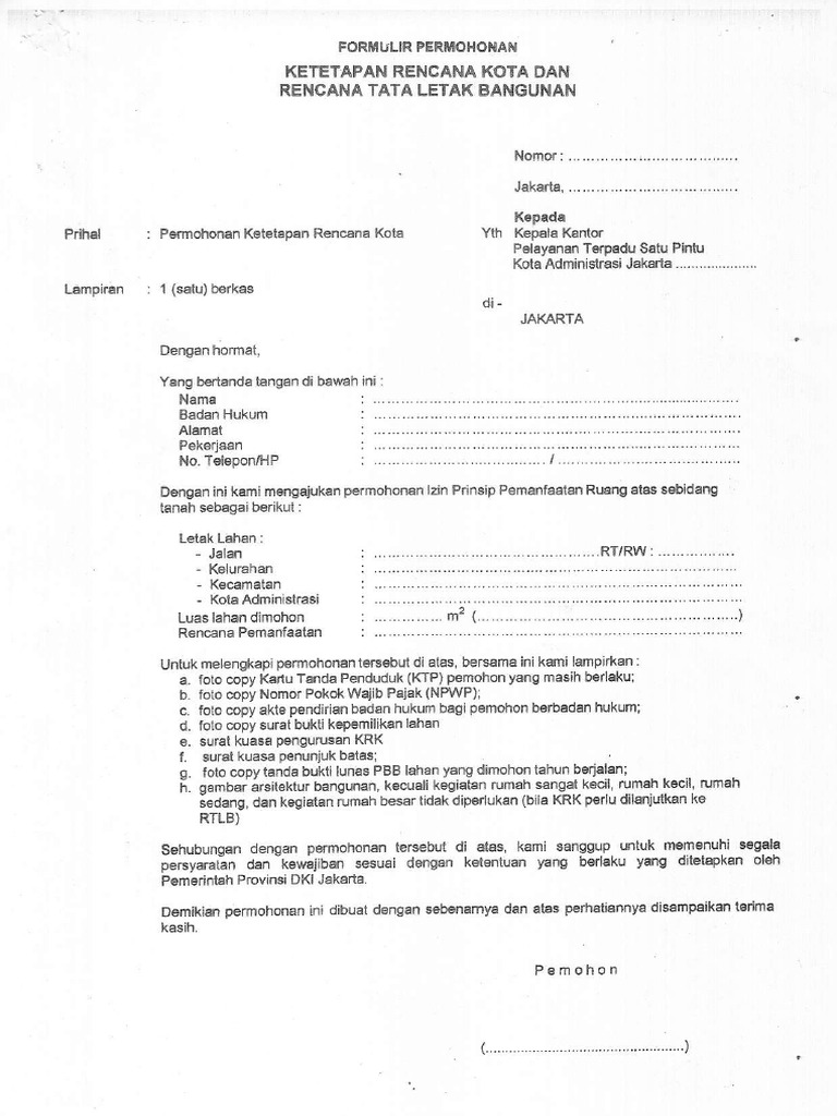 Formulir Permohonan KRK | PDF