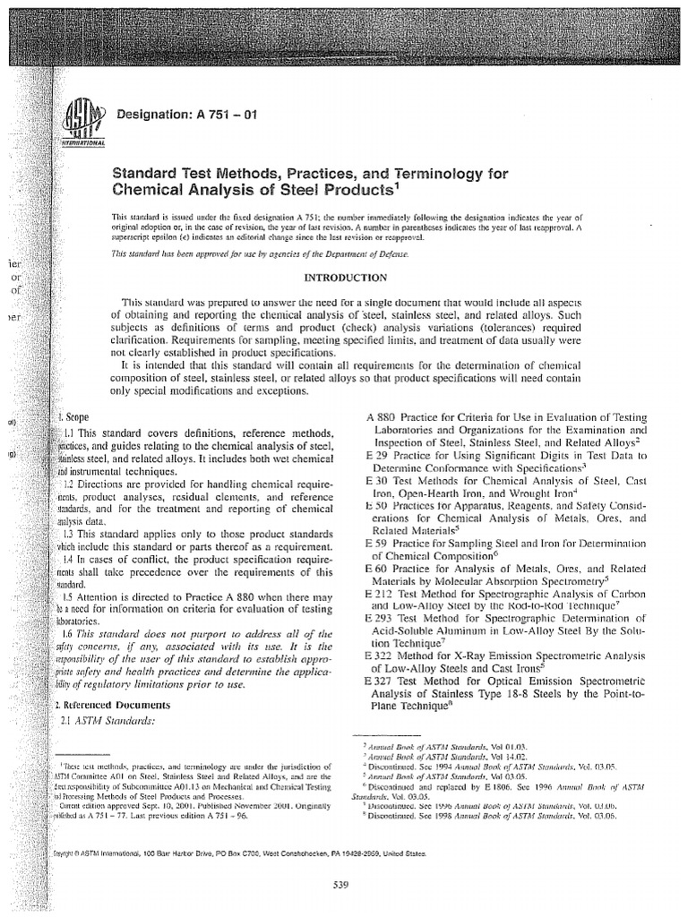 Astm A 751-01 | PDF