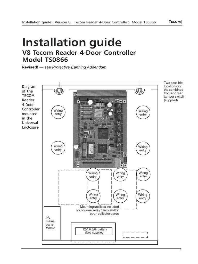 Tecom Reader 4-Door Controller Install Guide | PDF | Relay | Local Area Network