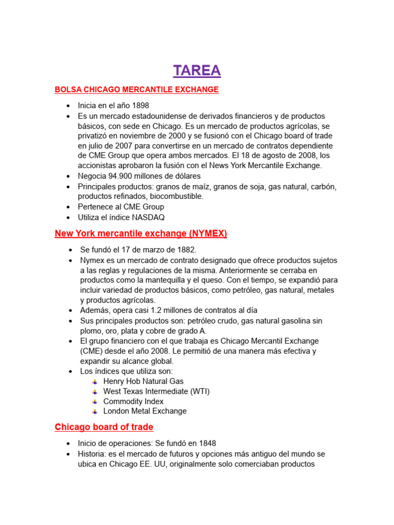 Tarea s.4 Commodities | PDF | Bolsa | Sector privado