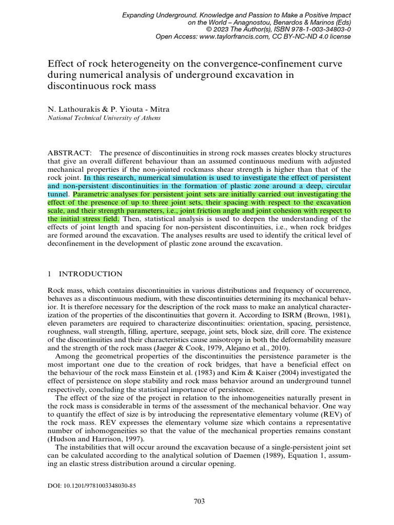 2 - Effect of Rock Heterogeneity On The Convergence-Confinement Curve ...