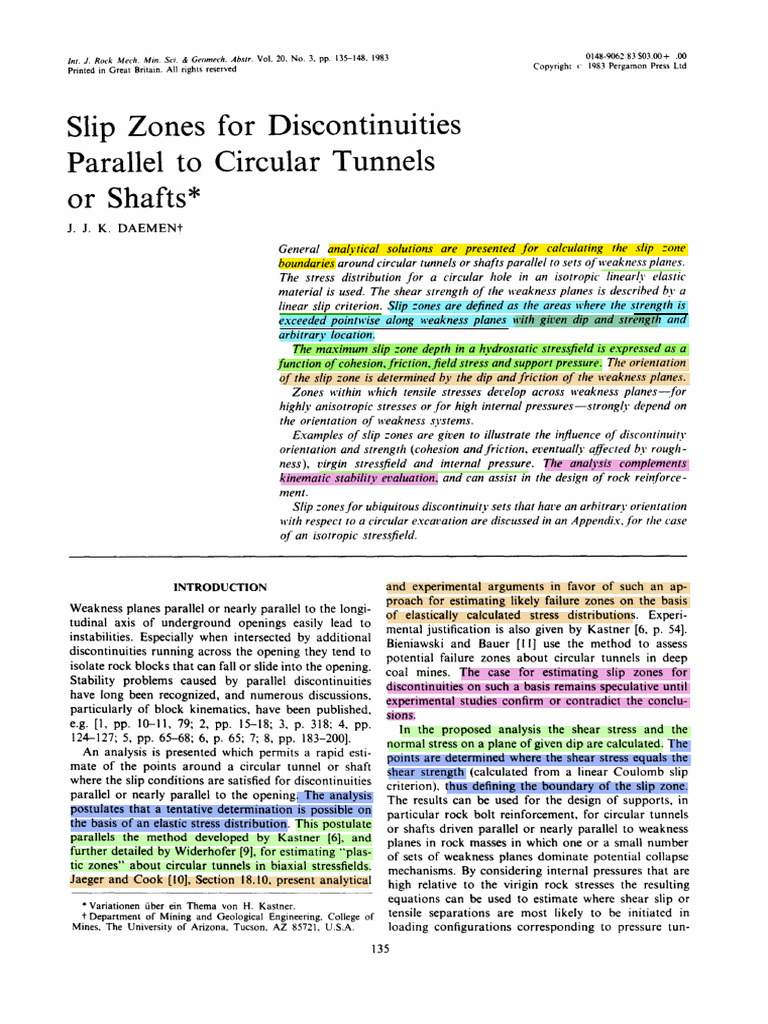 Slip Zones in Circular Tunnels Analysis | PDF | Stress (Mechanics) | Circle
