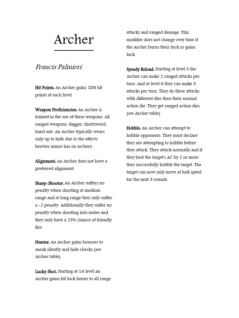 Archer V1 | PDF | Archery | Projectiles