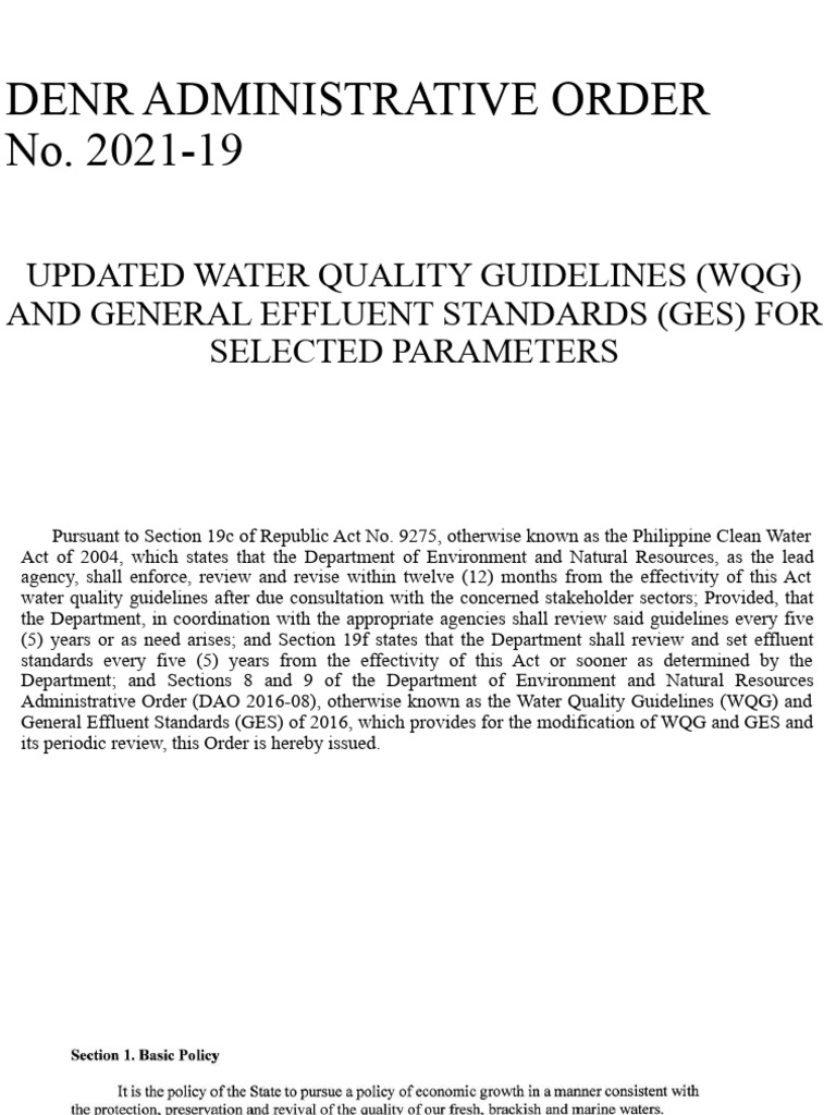 DAO 2021-19 Effluent Update 2021 | PDF