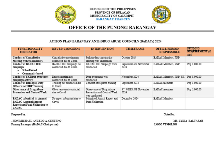BADAC ACTION PLAN 2024 | Download Free PDF | Social Aspects Of ...