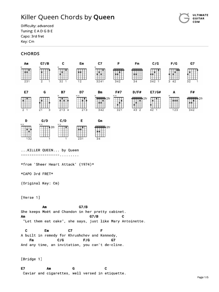 Killer Queen Chords | PDF