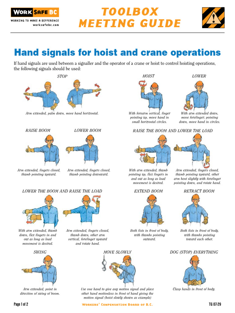 tg07-29 Hand Signals For Hoist and Crane Operators-Pdf-En | PDF | Hand ...
