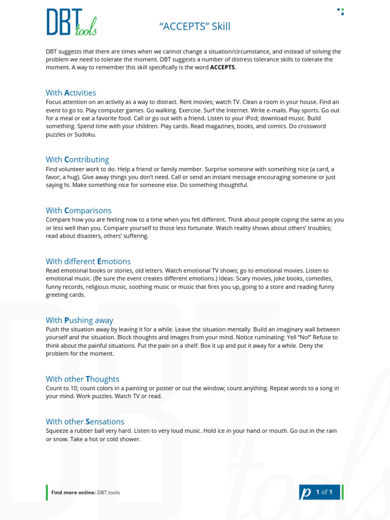 Distress-Tolerance Accepts | PDF | Dialectical Behavior Therapy ...