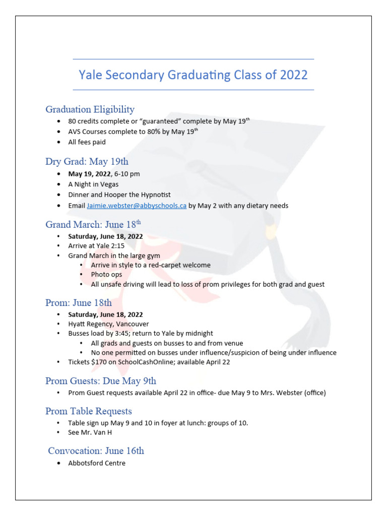 April 2022 Grad Assembly Handout | PDF | Prom