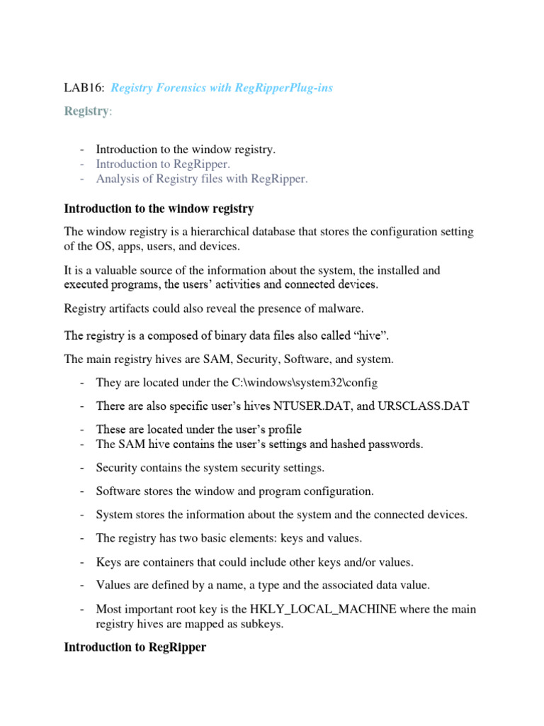 Lab 16 | PDF | Windows Registry | Computing Platforms