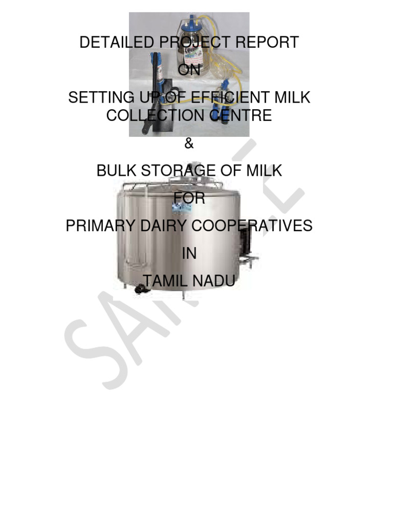 Sample - DPR - Setting Up Milk Processing Unit | PDF | Dairy | Milk