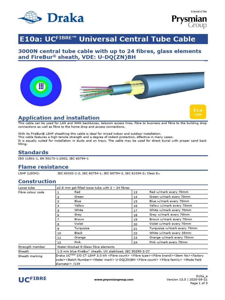 E10a: UC Universal Central Tube Cable | PDF | Optical Fiber