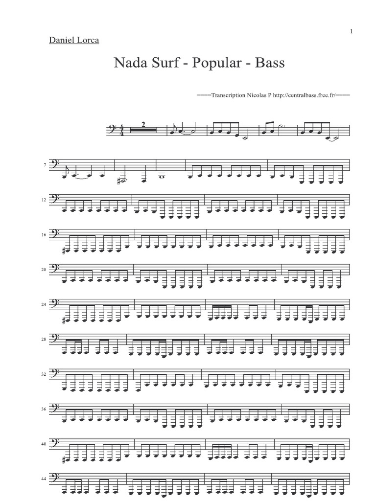 Nada Surf - Popular - Bass | PDF