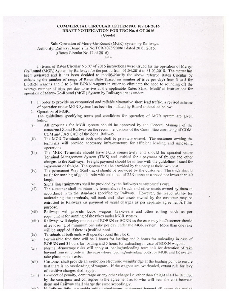 MGR_Railway Board Order | PDF