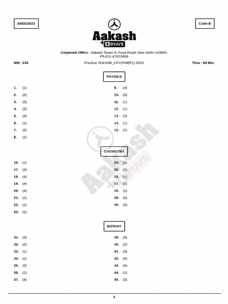 Pt-04 Code B Solution | PDF
