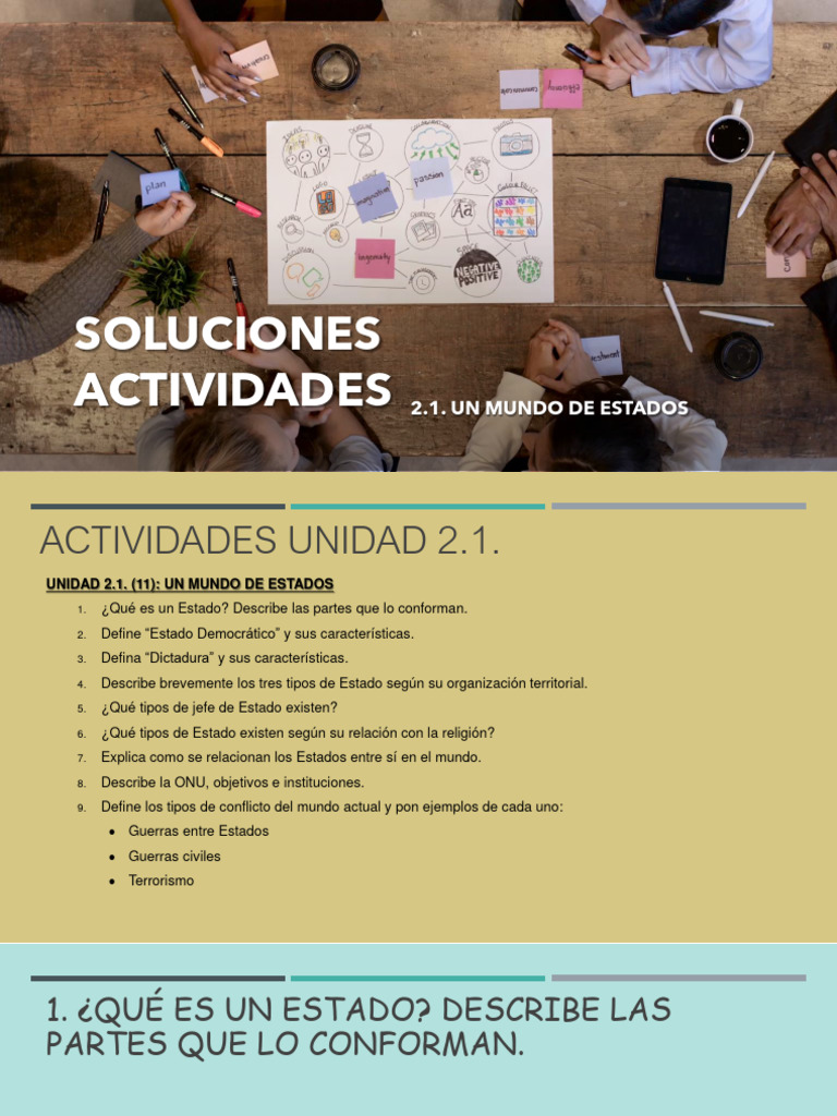 SOLUCIONES 2.1. Un Mundo de Estados | PDF | Estado (política) | Separación de poderes