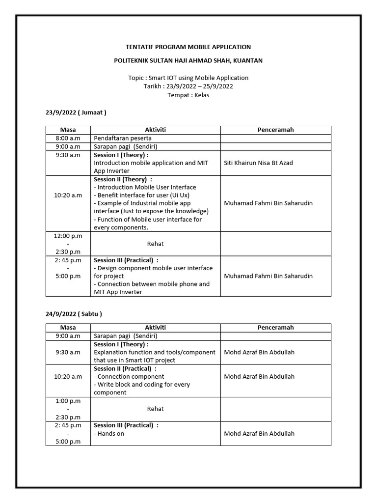 TENTATIVE PROGRAMME | PDF | Mobile App | Software