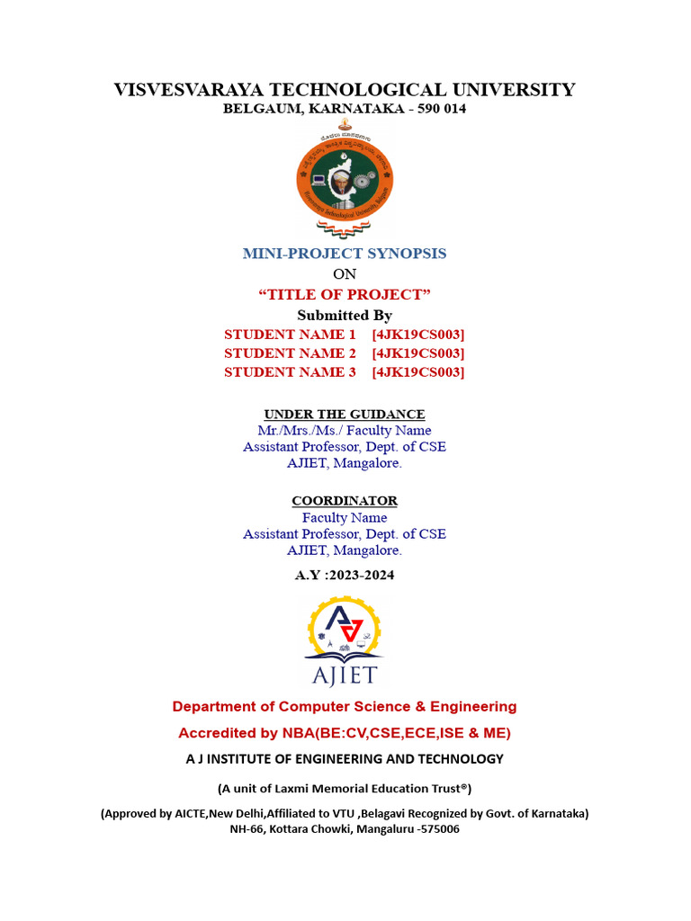 MiniProject Synopsis Format | PDF | Technology & Engineering