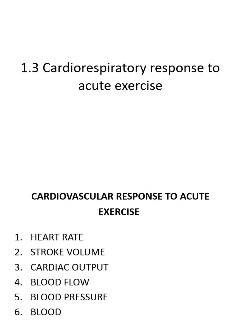 Cardiorespiratory Response to Exercise | PDF | Blood Pressure ...