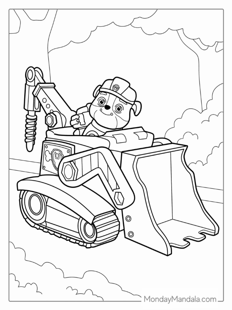 Rubble Driving Bulldozer To Color For Kids | PDF