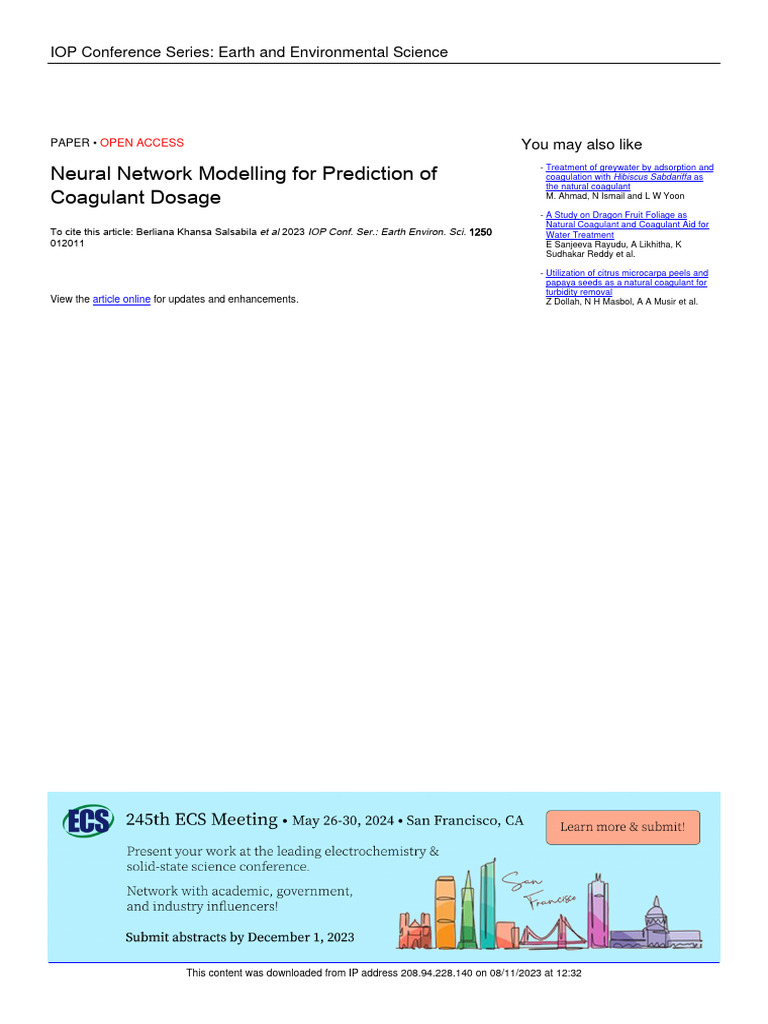 Neural Network Modelling For Prediction of Coagulant Dosage | PDF ... Neural Network Modelling For Prediction of Coagulant Dosage | PDF ...