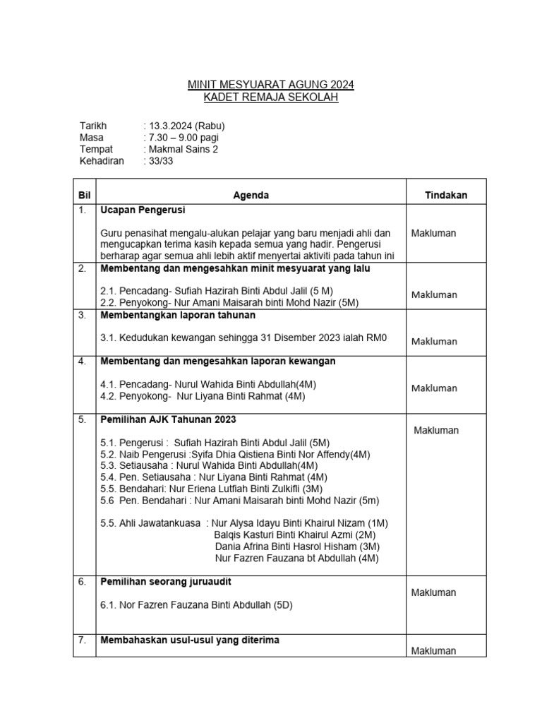 Mesyuarat Agung KRS 2024 | PDF