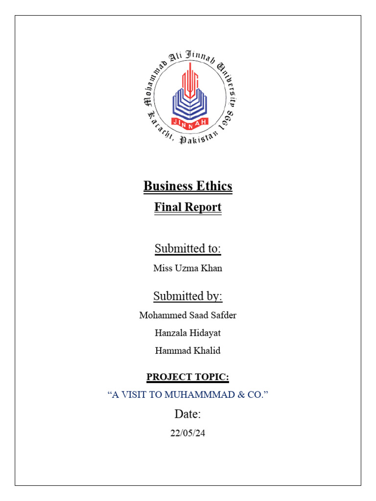 Business Ethics Report: Muhammad & Co. | PDF | Audit | Taxes