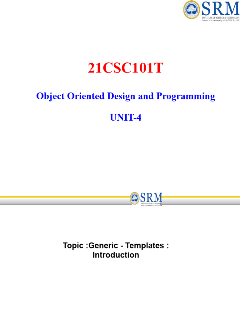 21CSC101T Oodp Unit-4 | PDF | Parameter (Computer Programming) | C++ 21CSC101T Oodp Unit-4 | PDF | Parameter (Computer Programming) | C++