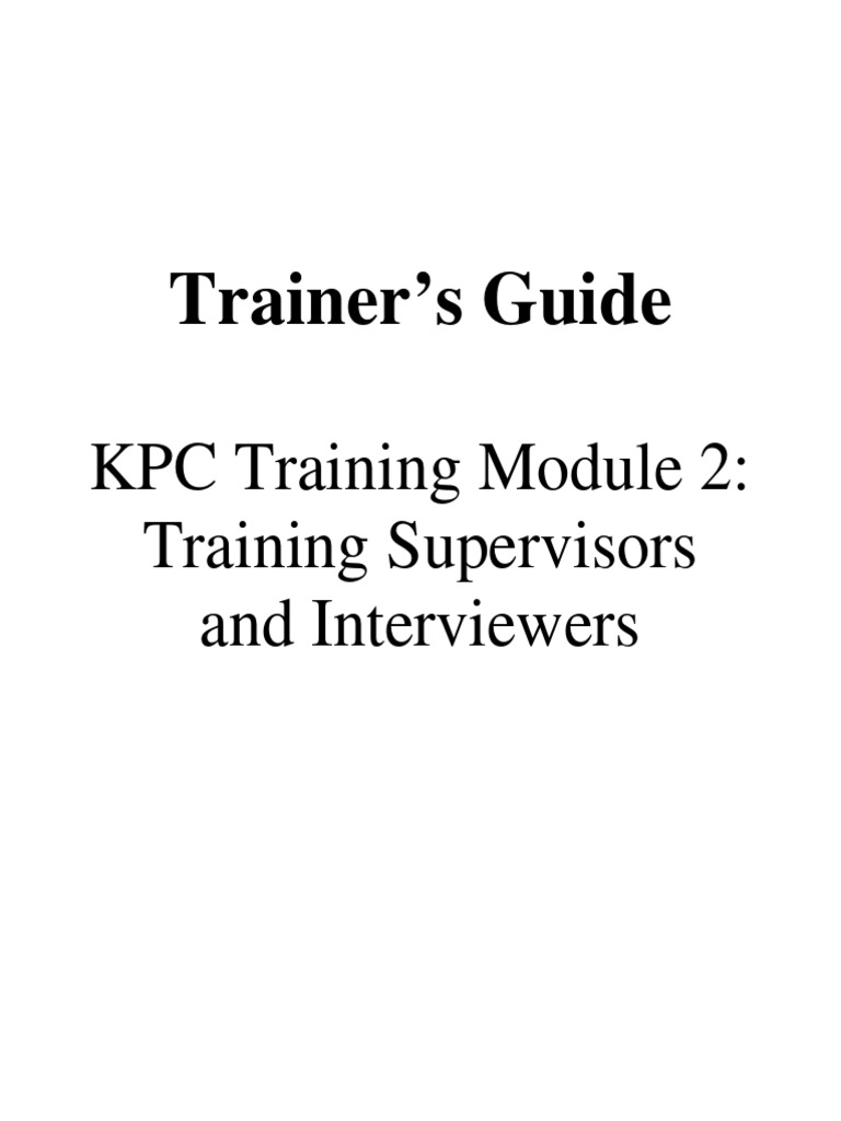 KPC Trainers Guide Module 2 | PDF | Survey Methodology | Questionnaire