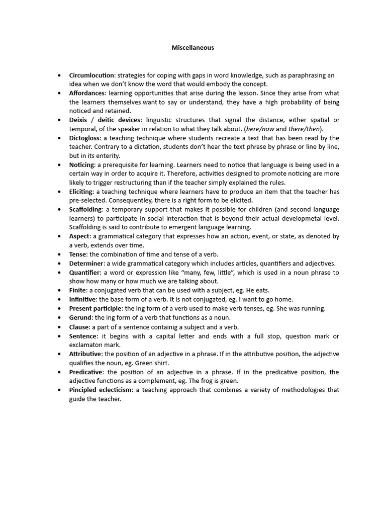 Miscellaneous | Download Free PDF | Verb | Adjective