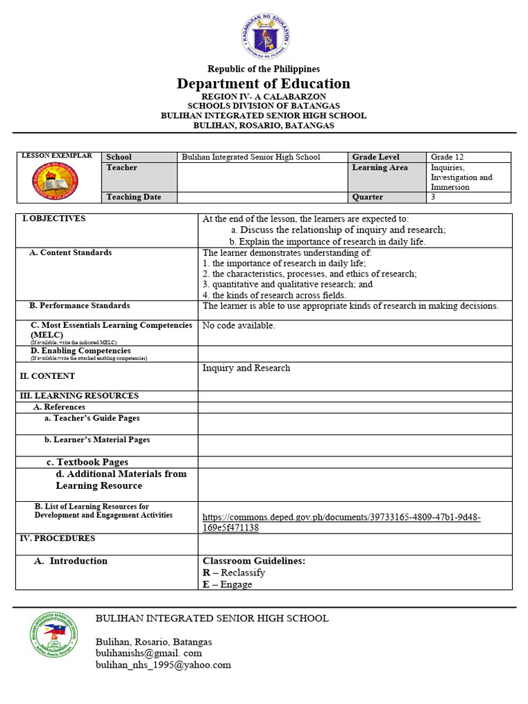 01 Reference English Detailed Lesson Plan Deped | Download Free PDF ...